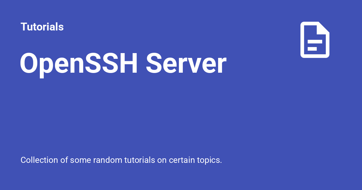OpenSSH Server - Tutorials